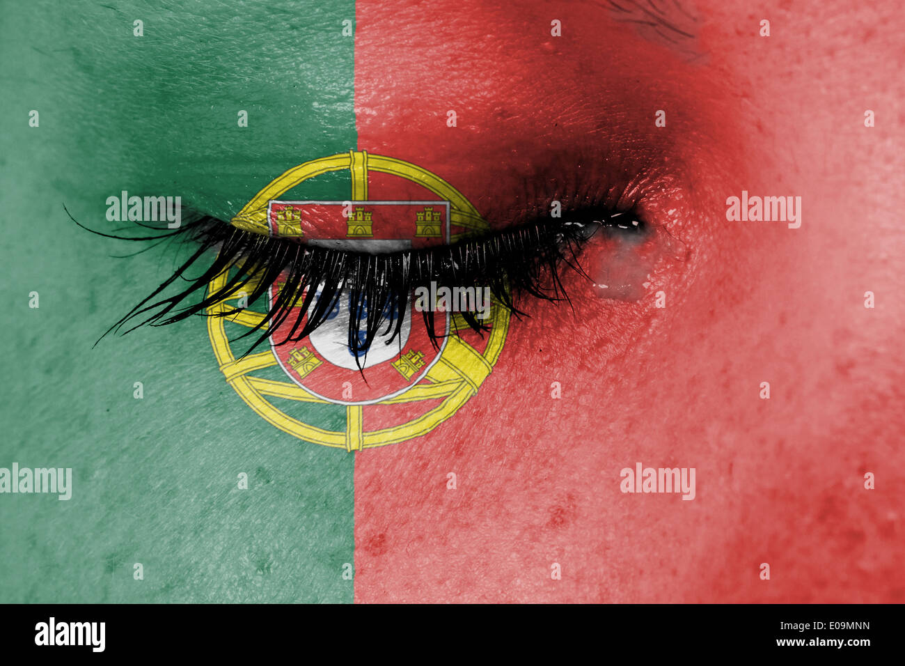 Crying woman pain and grief concept flag of Portugal Stock Photo - Alamy