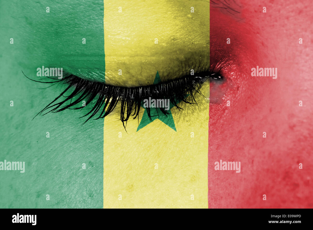 Crying woman pain and grief concept flag of Senegal Stock Photo - Alamy