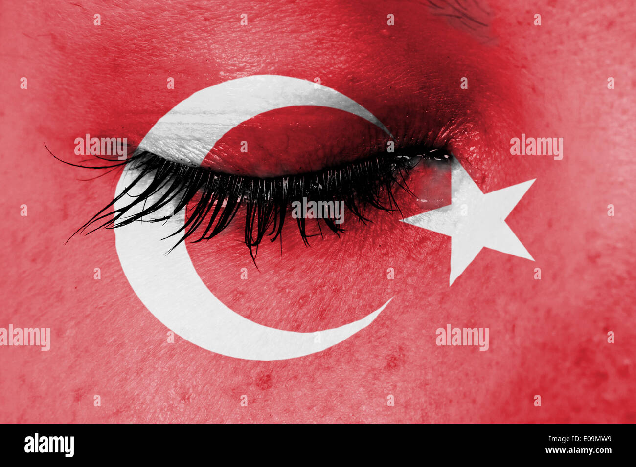 Crying woman pain and grief concept flag of Turkey Stock Photo - Alamy