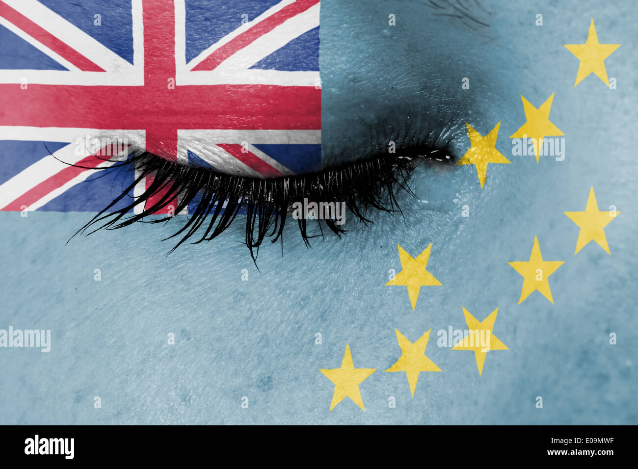 Crying woman pain and grief concept flag of Tuvalu Stock Photo - Alamy