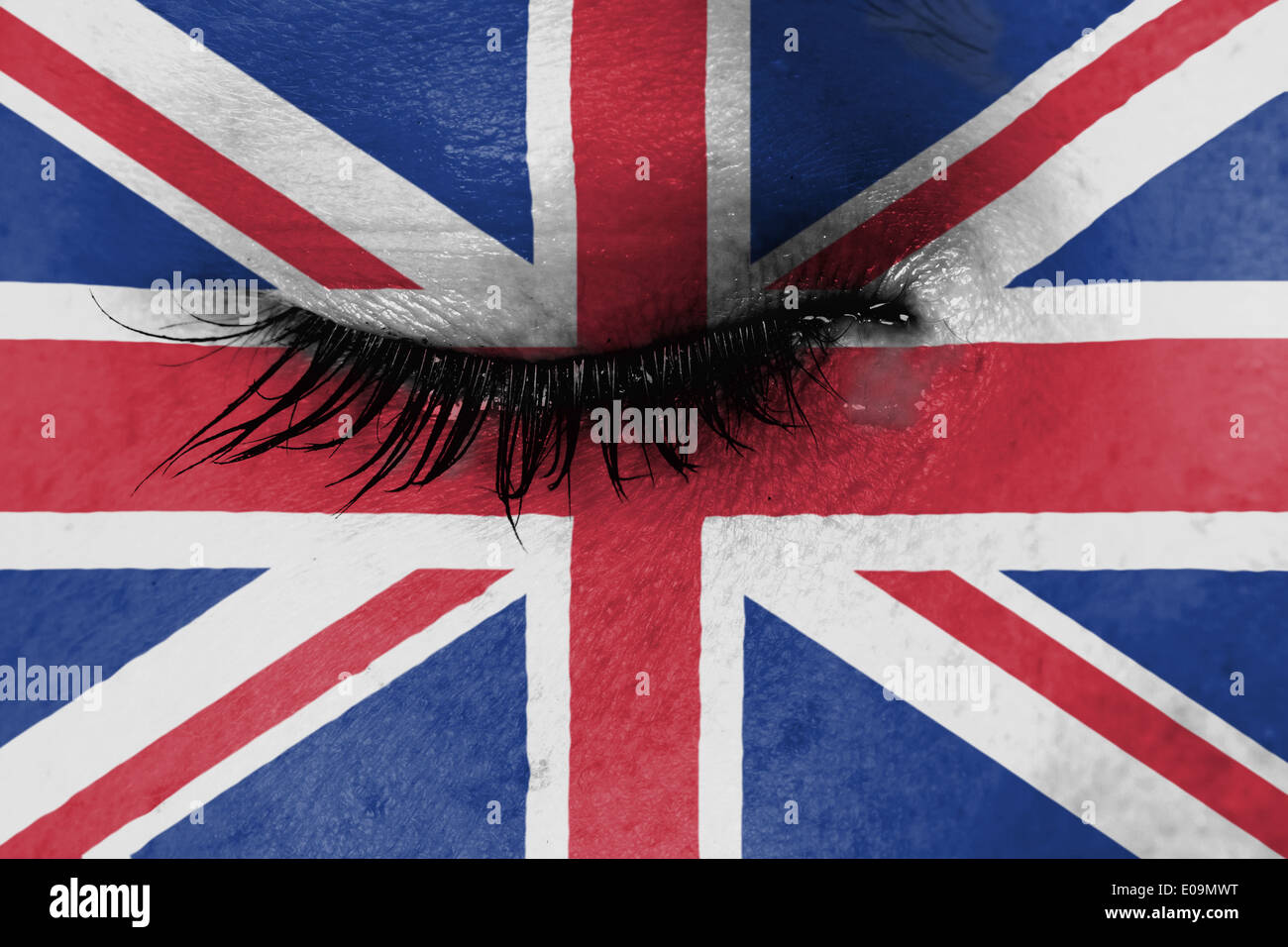 Crying woman pain and grief concept flag of the United Kingdom Stock ...