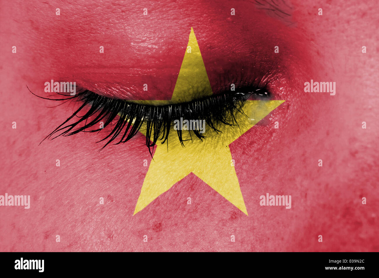 Crying woman pain and grief concept flag of Vietnam Stock Photo - Alamy