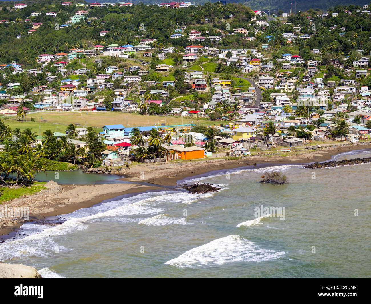 Caribbean, Lesser Antilles, Saint Lucia, View to Dennery Stock Photo ...