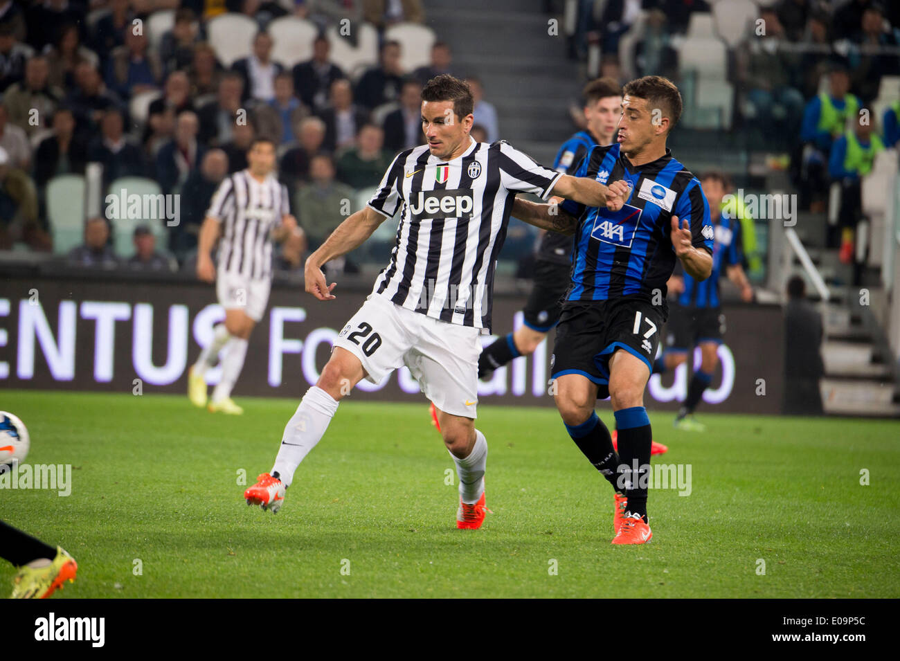 Turin, Italy. 5th May, 2014. (L-R) Simone Padoin (Juventus), Carlos ...