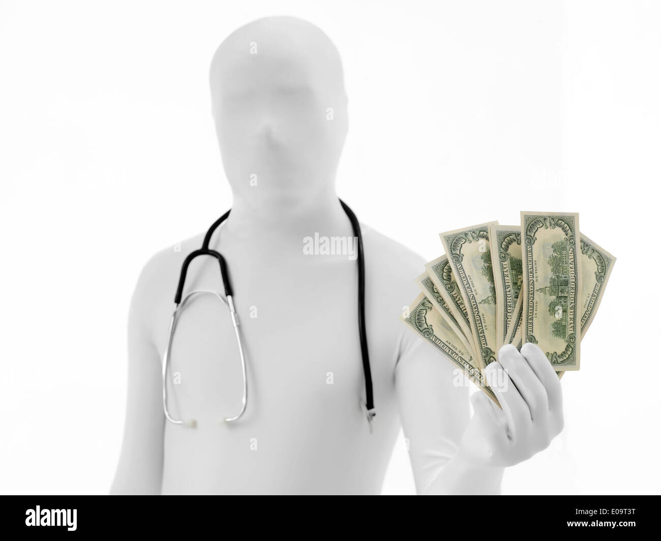 faceless doctor dressed in white, with stethoscope around his neck ...