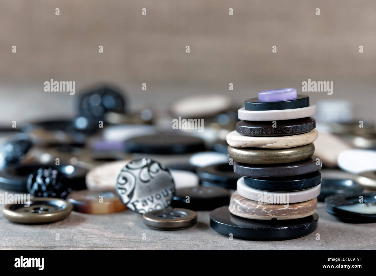 Stacked sewing buttons Stock Photo - Alamy