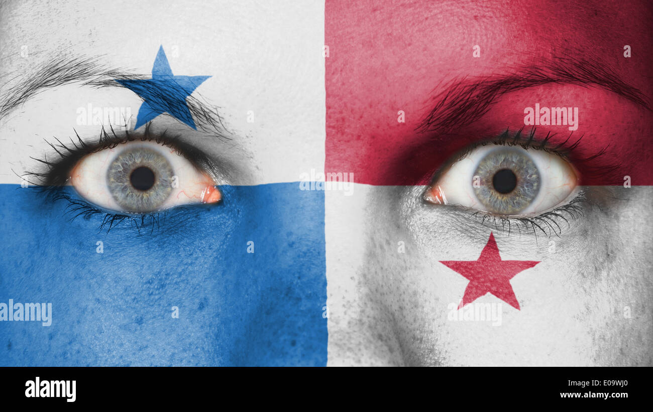 Close up of eyes. Painted face with flag of Panama Stock Photo - Alamy
