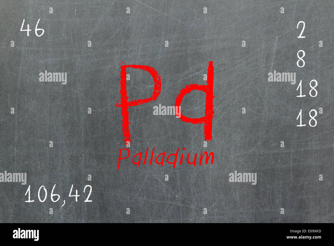 Isolated blackboard with periodic table Palladium chemistry Stock Photo ...