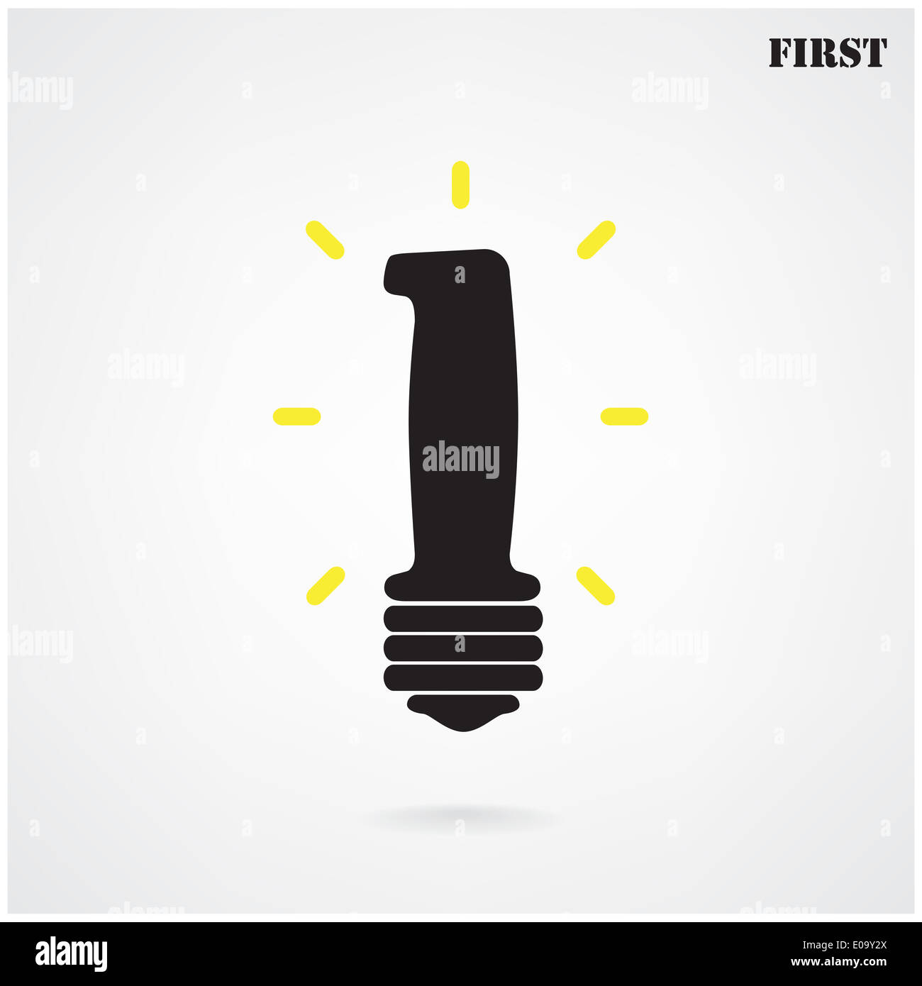 number one silhouette light bulb symbol . first sign Stock Photo - Alamy