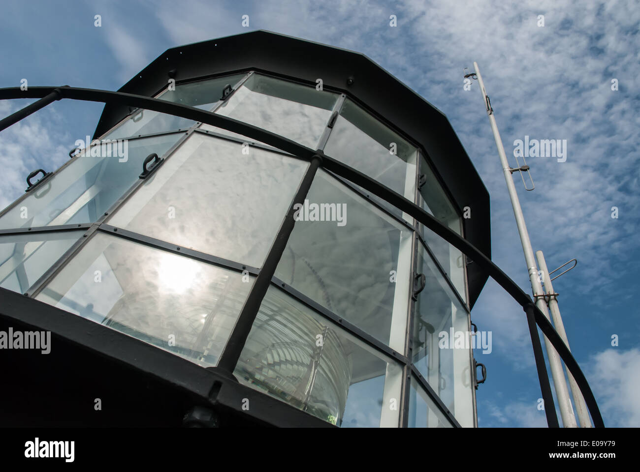 Glass windows of a lighthouse along the Atlantic Coast in southern USA ...