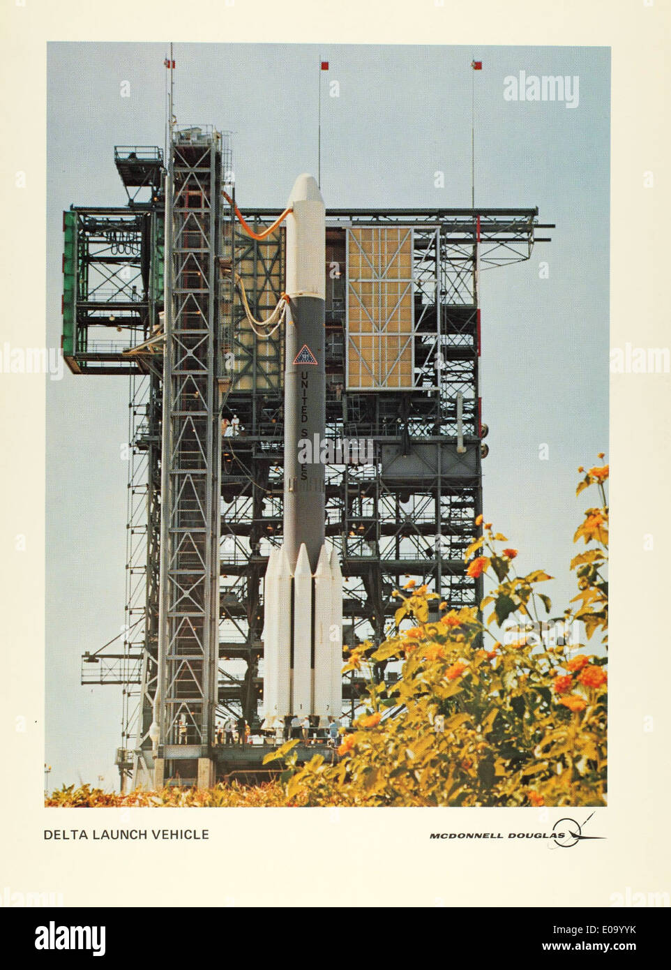 A glossy photograph of the McDonnell Douglas Delta rocket, which was ...