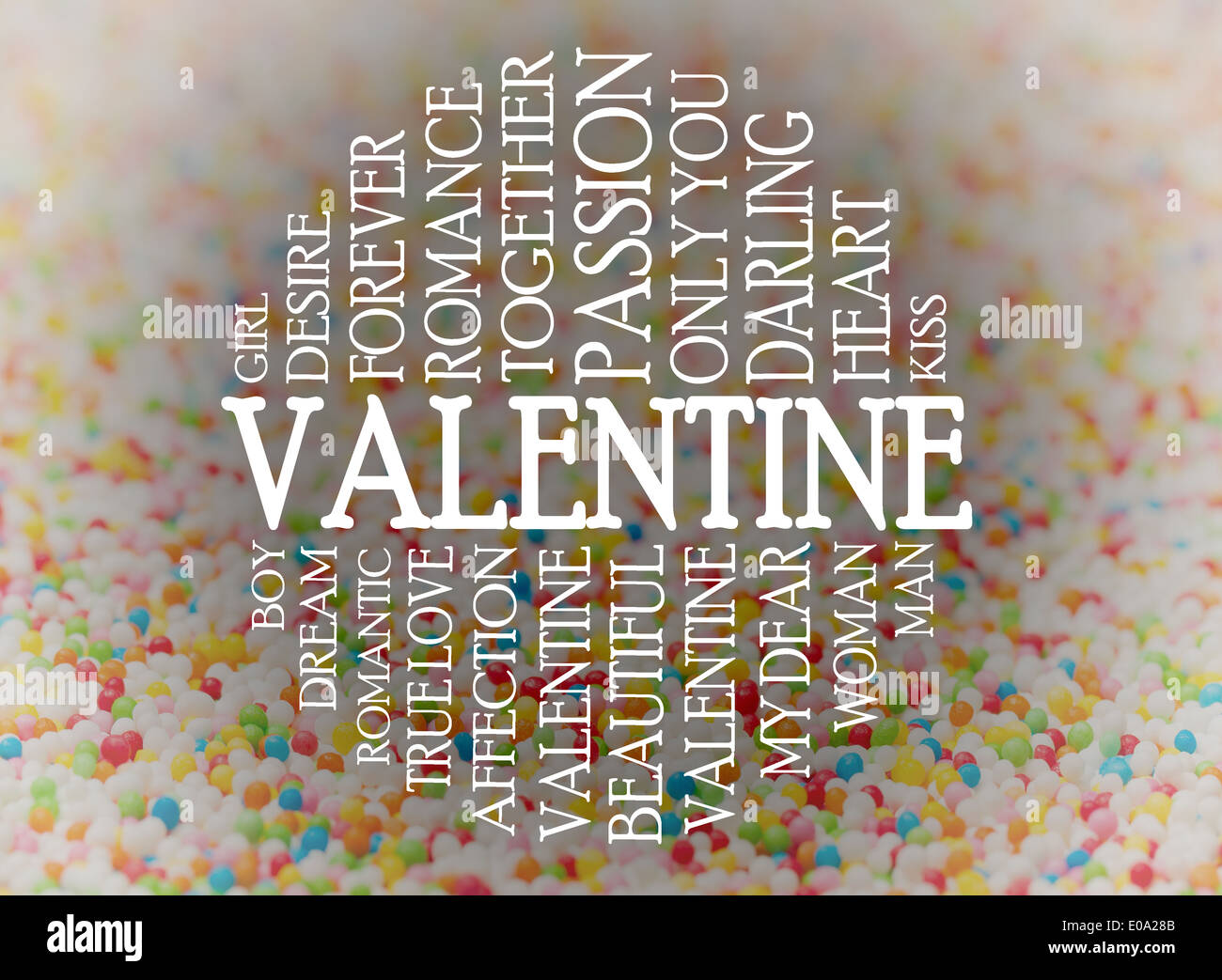 Valentine word cloud concept with a candy background Stock Photo - Alamy