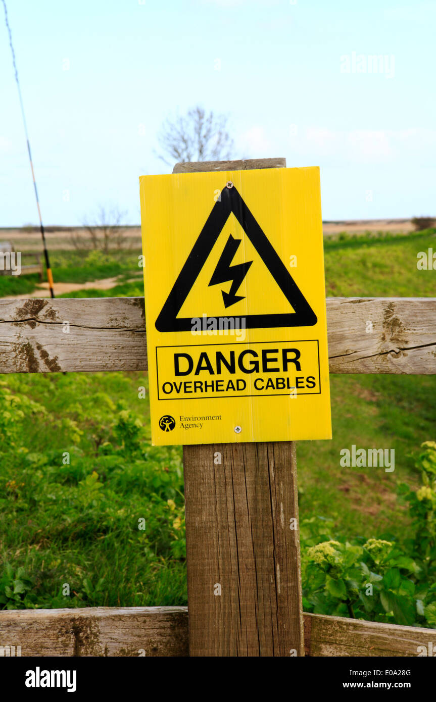 Overhead cables warning sign hi-res stock photography and images - Alamy
