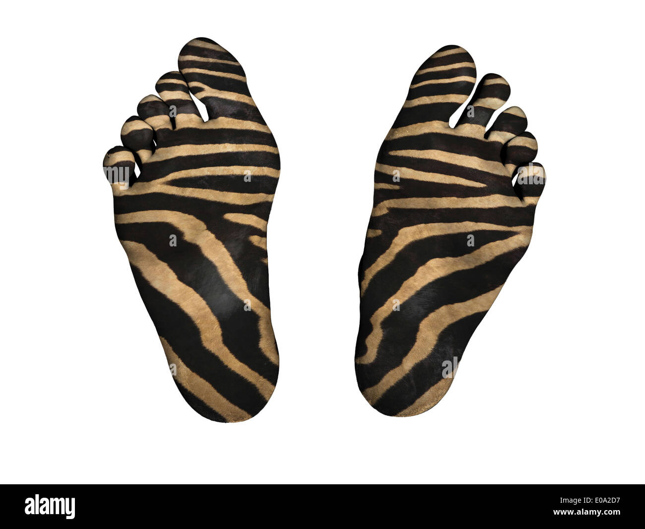 Human feet isolated on white zebra print Stock Photo - Alamy