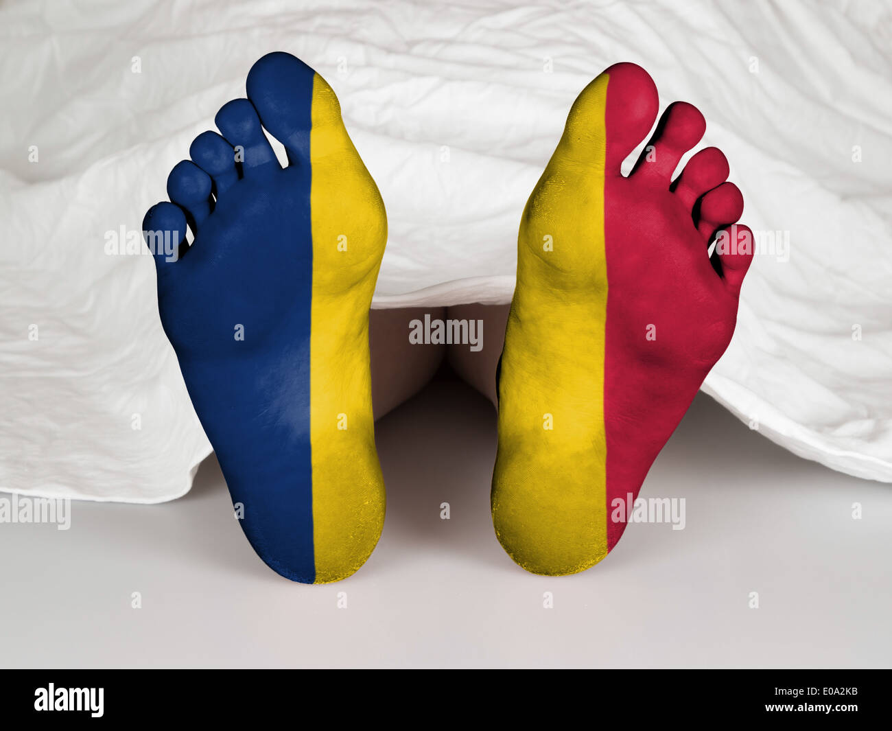 Feet with flag sleeping or death concept flag of Chad Stock Photo - Alamy