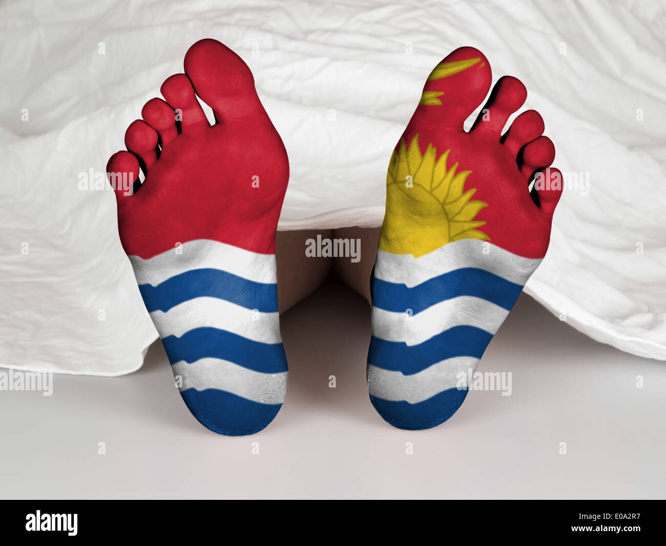Feet with flag sleeping or death concept flag of Kiribati Stock Photo ...
