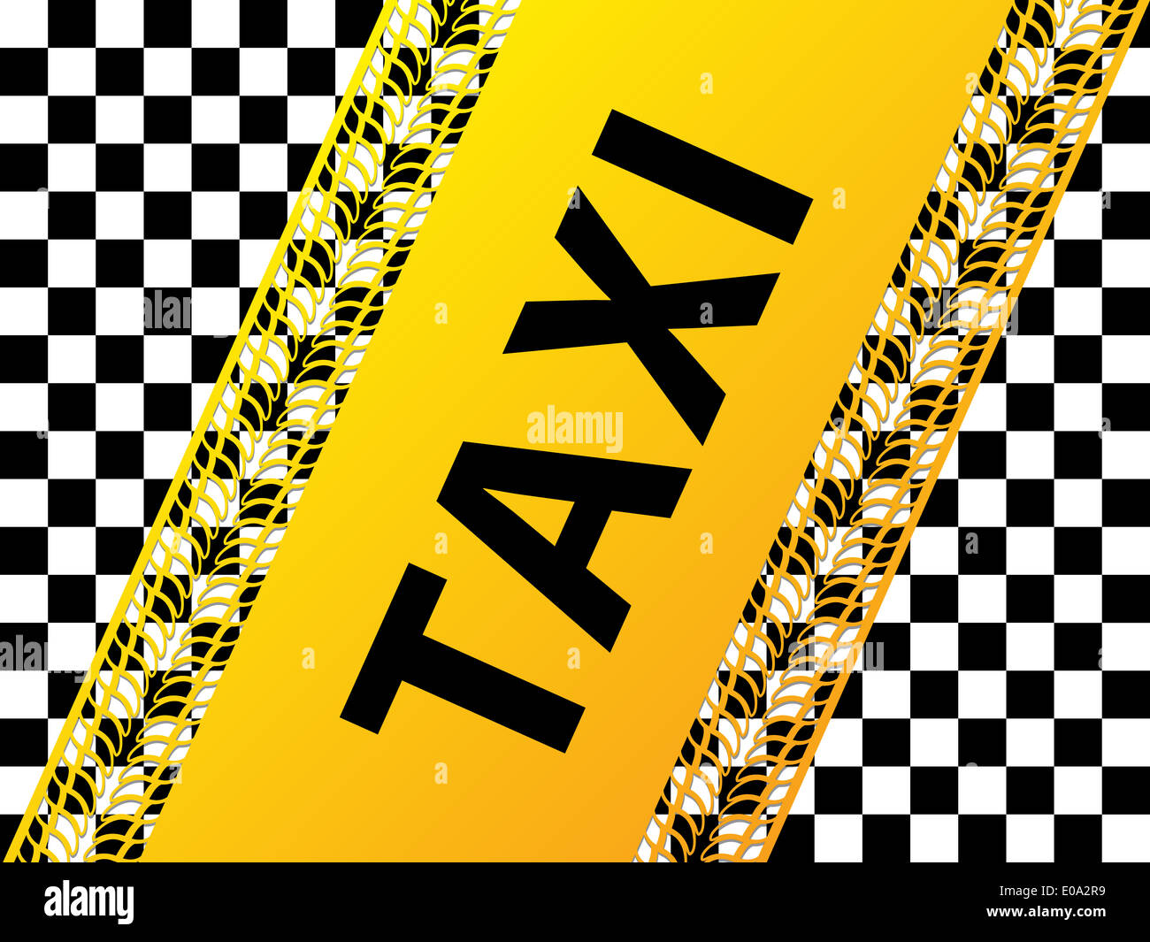 Checkered taxi background design with tire treads and shadows Stock ...