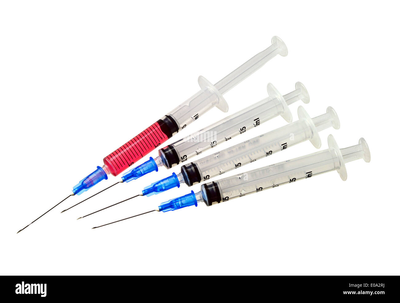 Four medical syringes isolated on white Stock Photo - Alamy