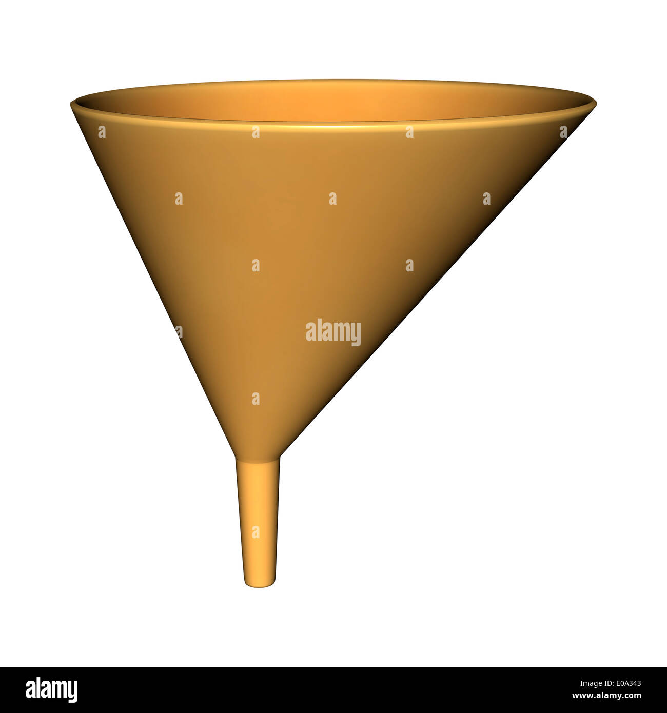 3D digital render of a yellow funnel isolated on white background Stock ...