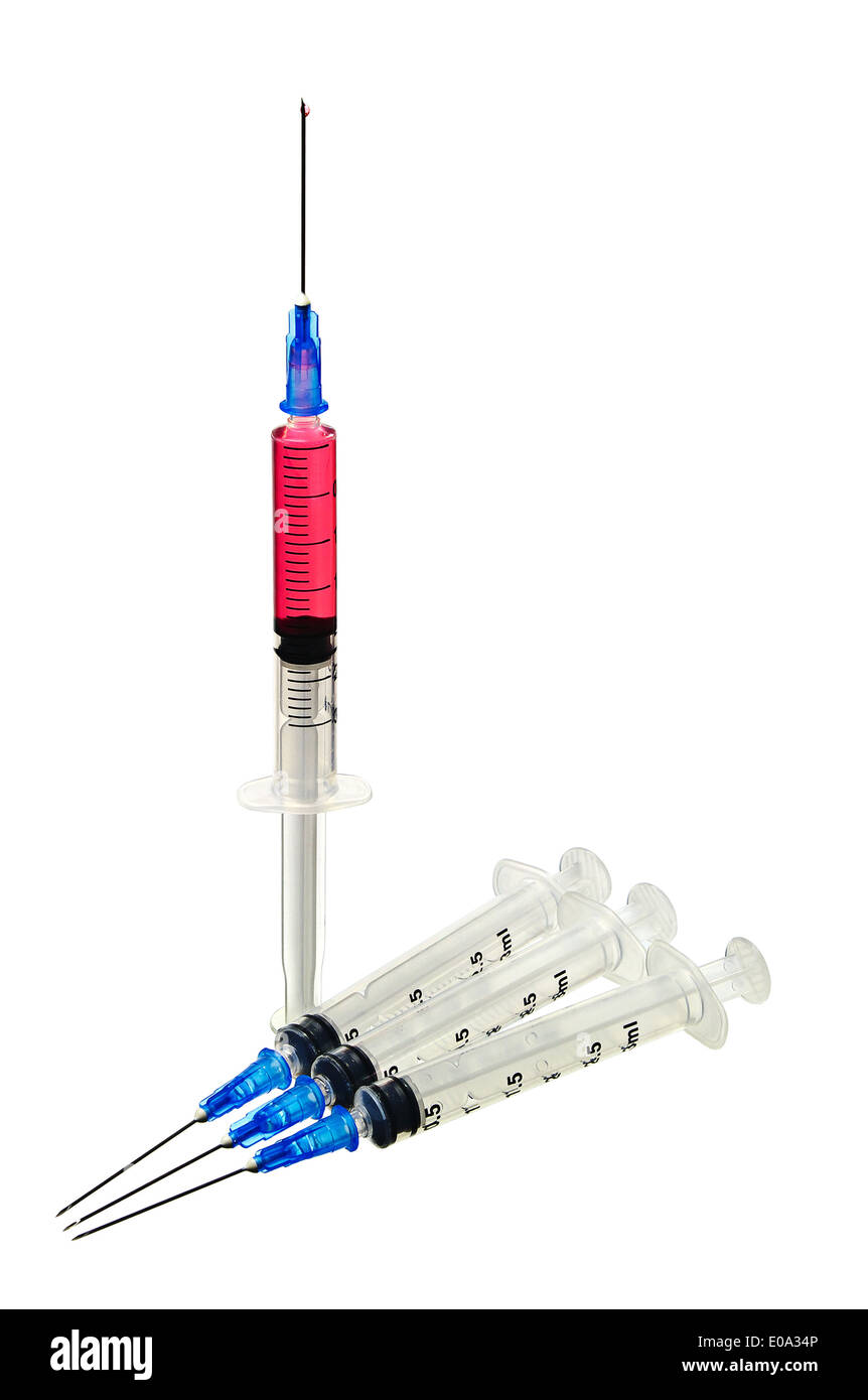 Medical syringes isolated on white Stock Photo - Alamy
