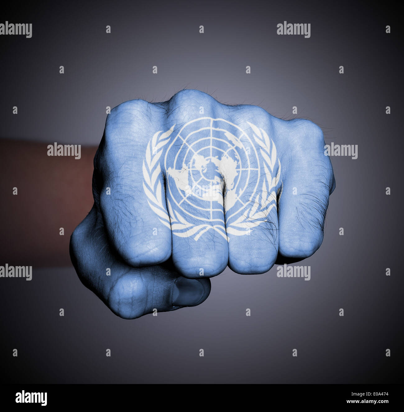 Front view of a punching hand United Nations Stock Photo - Alamy
