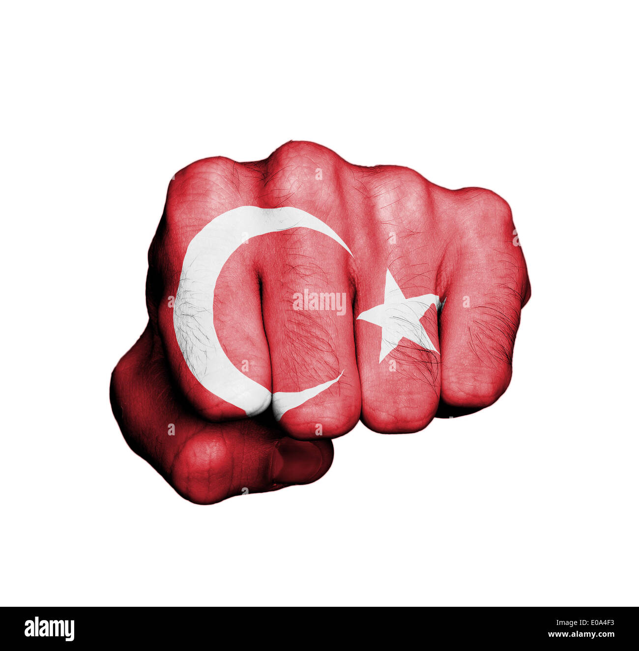 Front view of punching fist banner of Turkey Stock Photo - Alamy