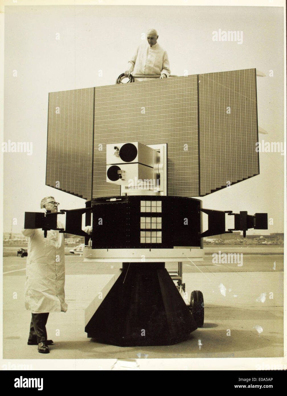 This glossy photo shows NASA’s OSO-I (Orbiting Solar Observatory 1), a ...