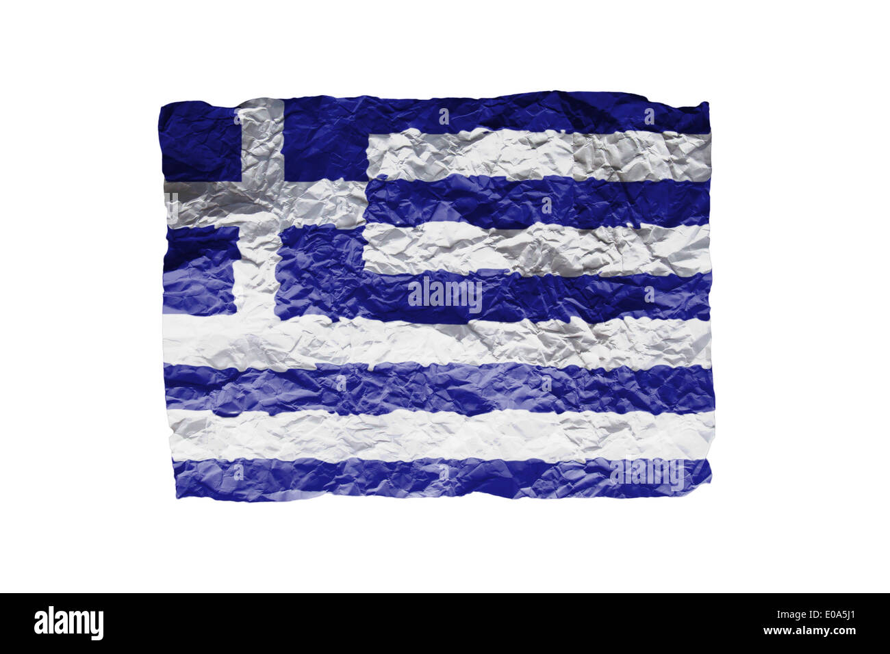 Close up of a curled paper on white background print of the flag of ...