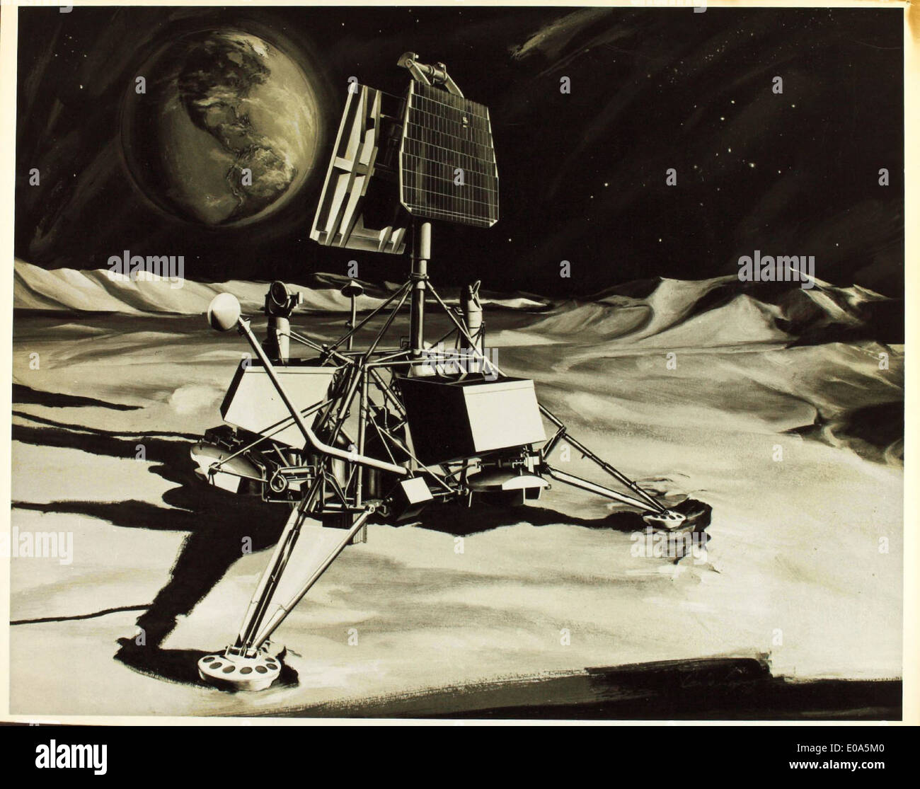 This glossy photo features the Lunar Surveyor spacecraft, which was ...