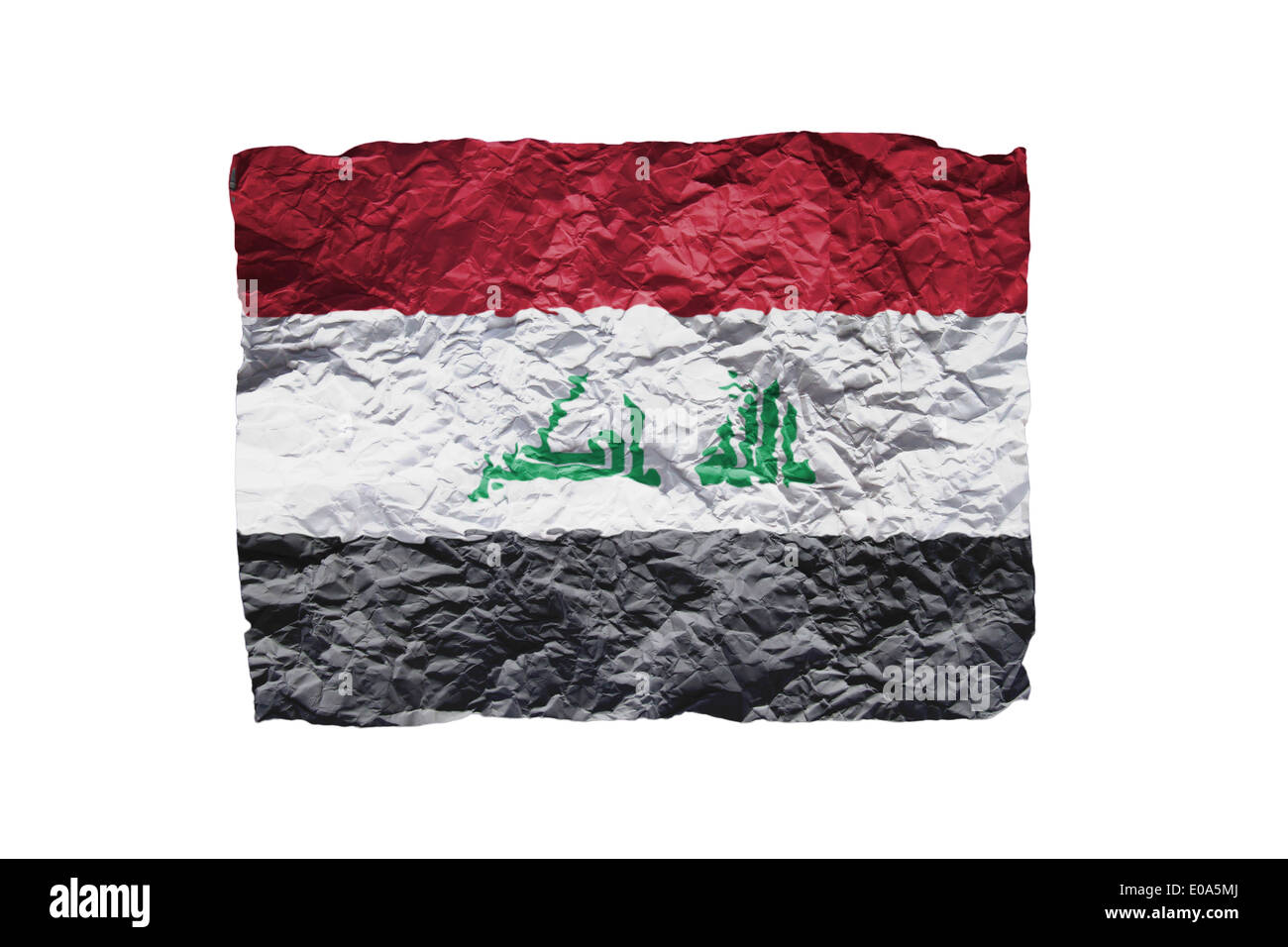 Close up of a curled paper on white background print of the flag of ...