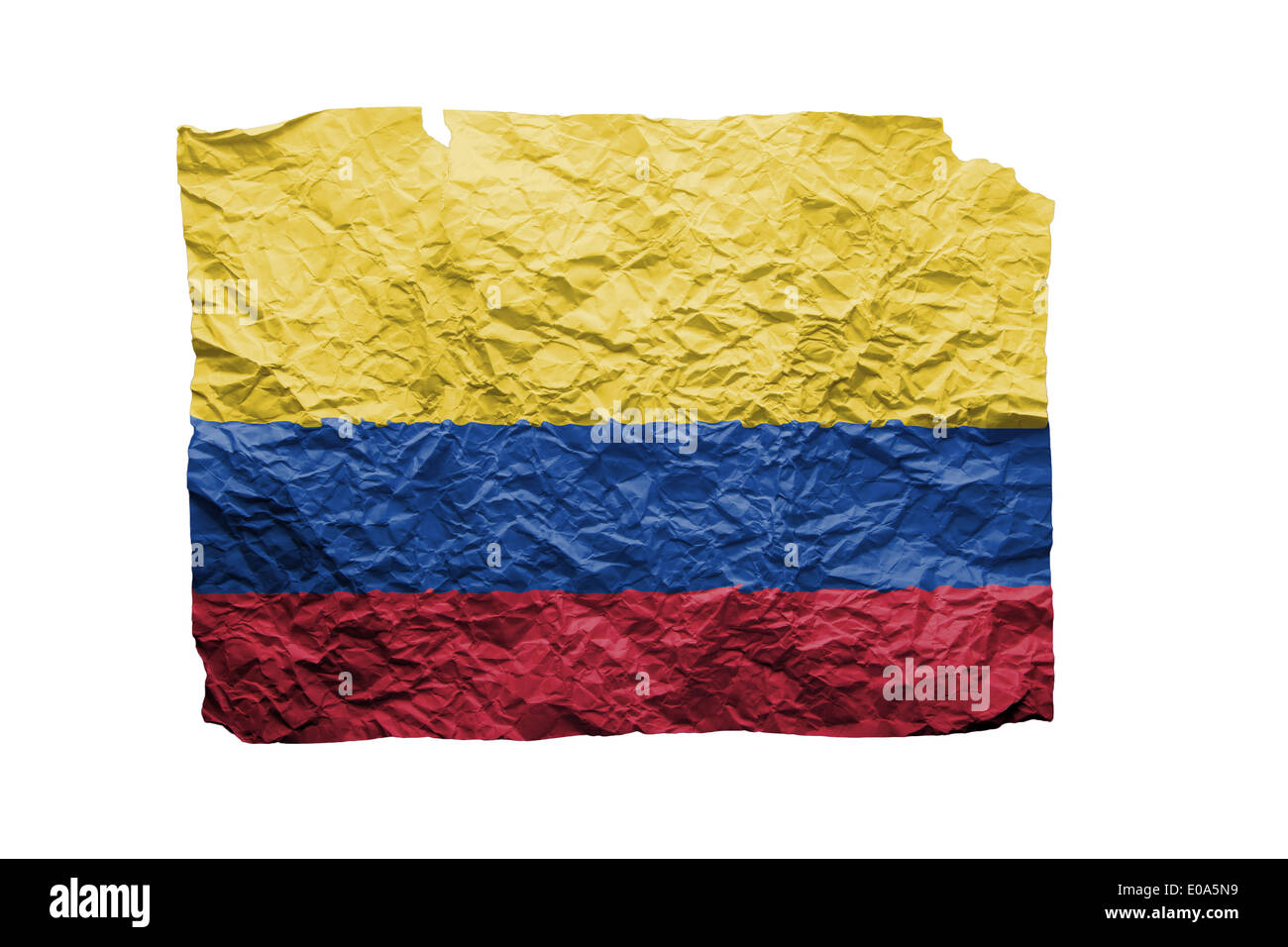 Close up of a curled paper on white background print of the flag of ...