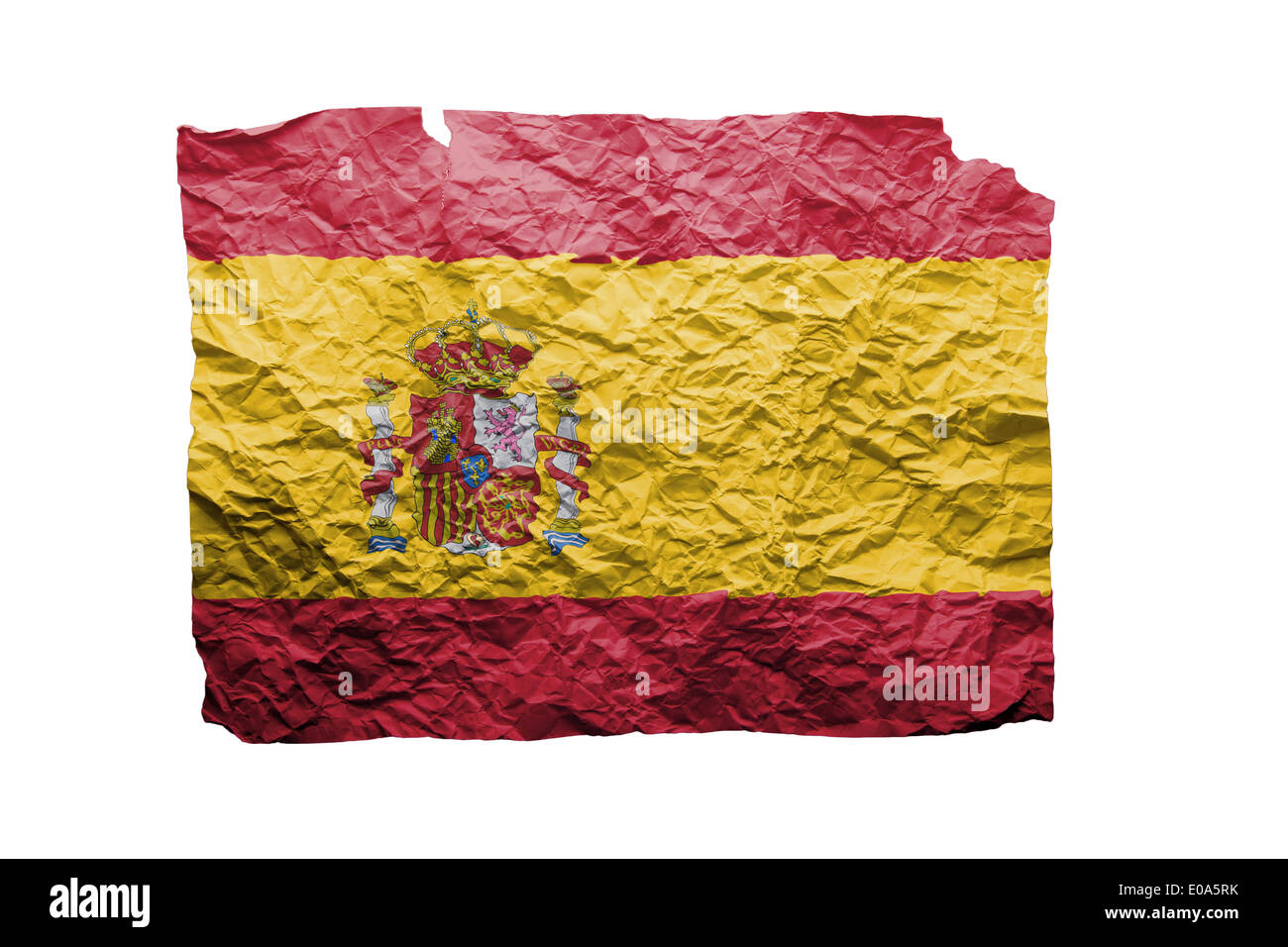 Close up of a curled paper on white background print of the flag of ...