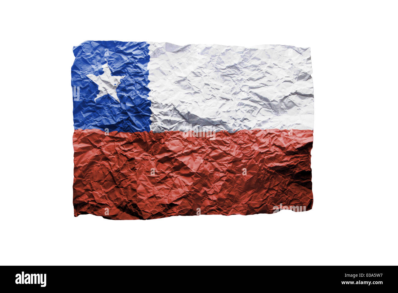 Close up of a curled paper on white background print of the flag of ...