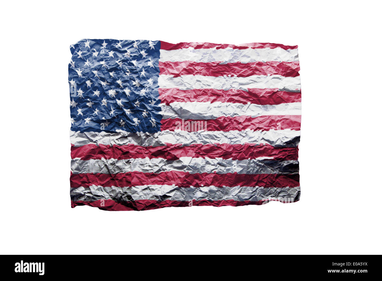 Close up of a curled paper on white background print of the flag of the ...