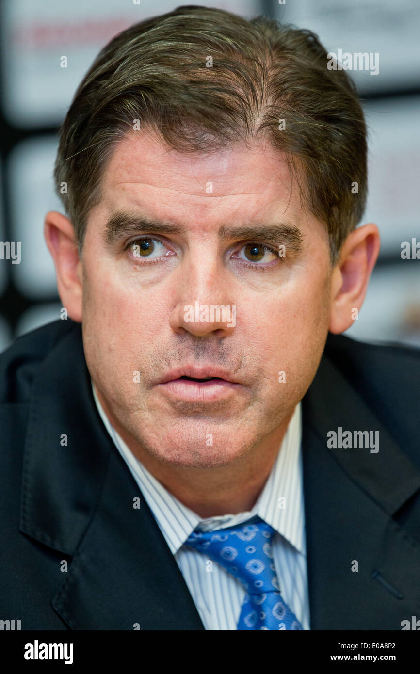 Nuremberg, Germany. 06th May, 2014. US coach Peter Laviolette is ...