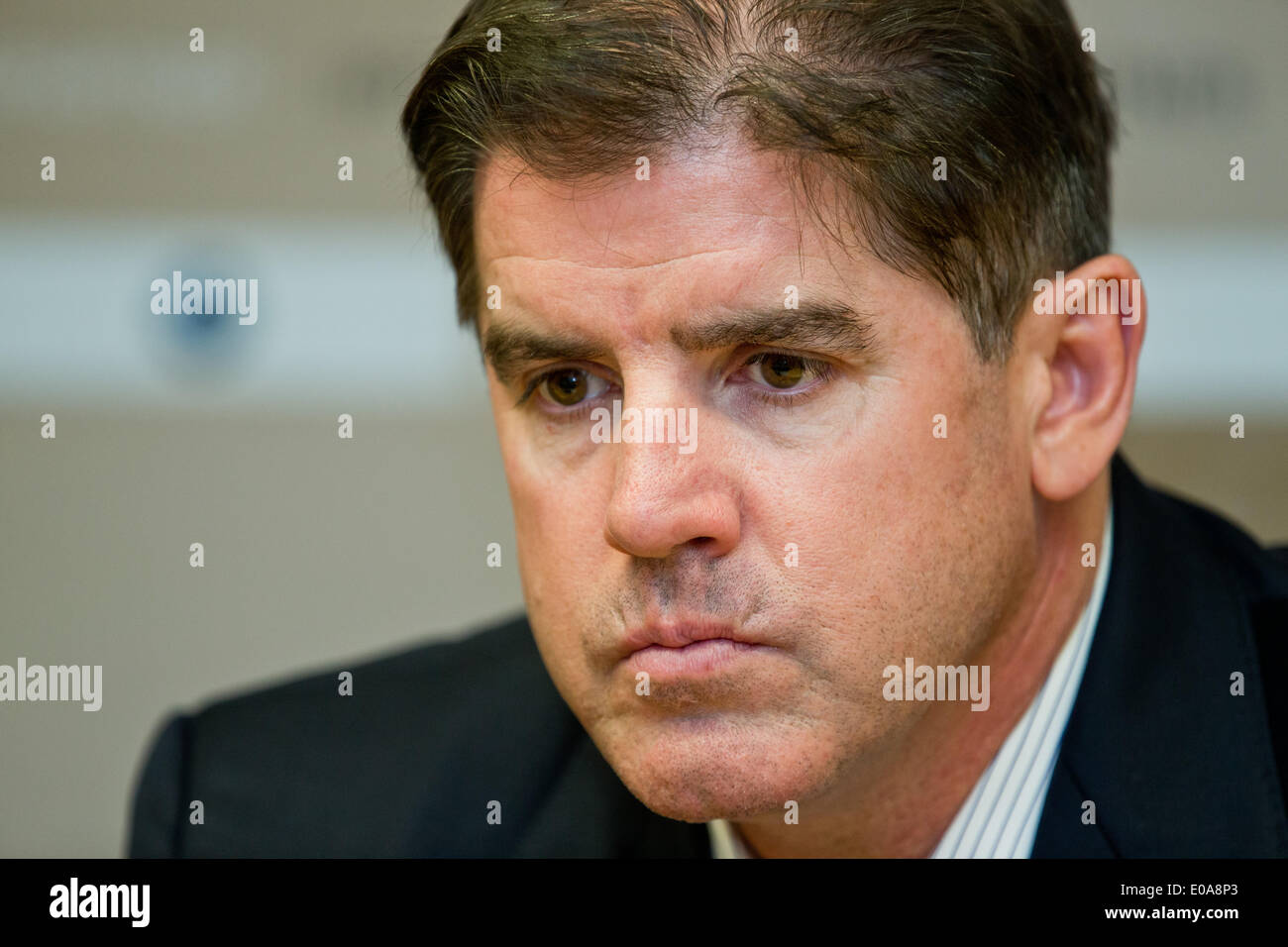 Nuremberg, Germany. 06th May, 2014. US coach Peter Laviolette is ...