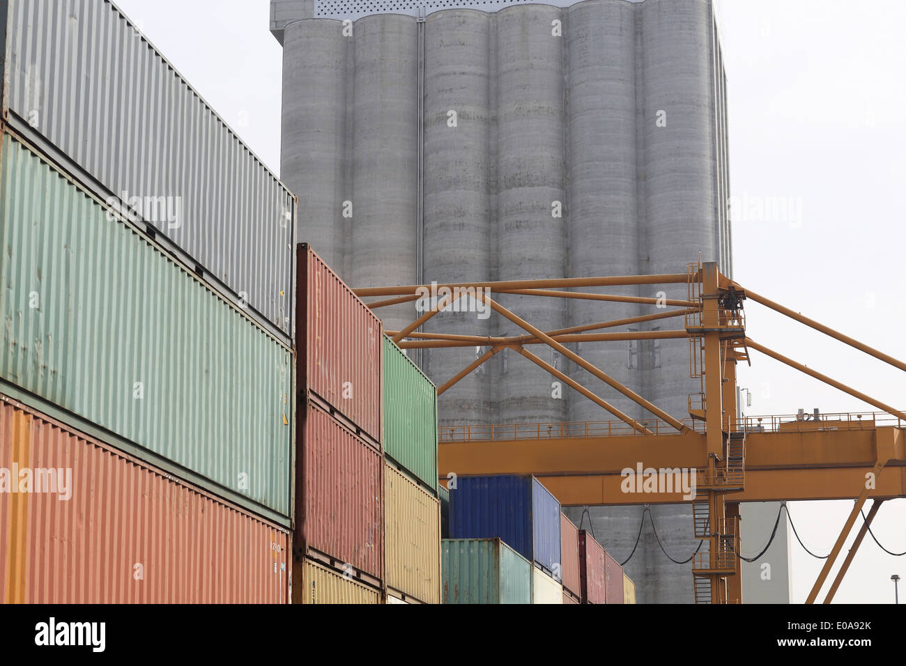 Stack of freight containers in port Stock Photo - Alamy