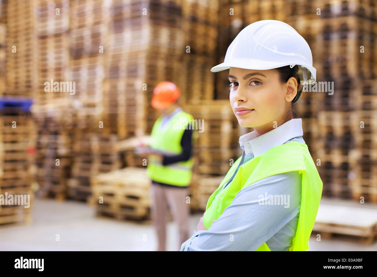 Portrait of female supervisor in distribution warehouse Stock Photo - Alamy