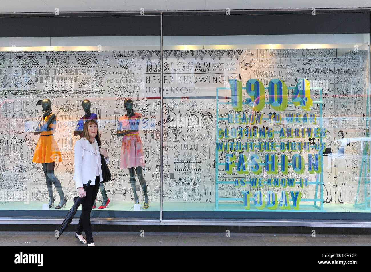 Oxford Street, London, UK. 7th May 2014. Window displays in the John ...