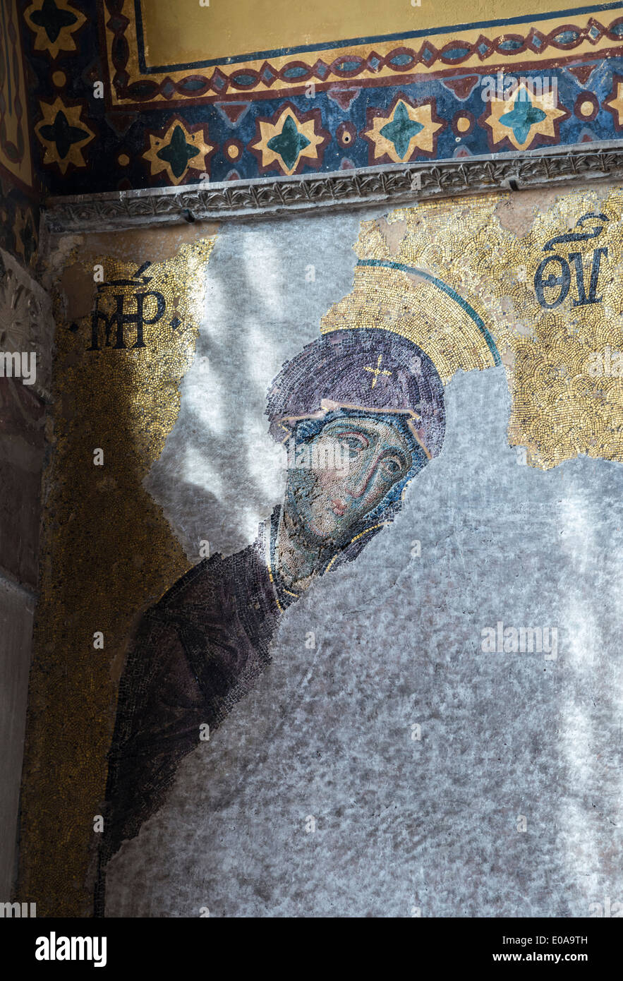 Detail of a13th cen. Byzantine Deesis mosaic, showing the Virgin Mary ...