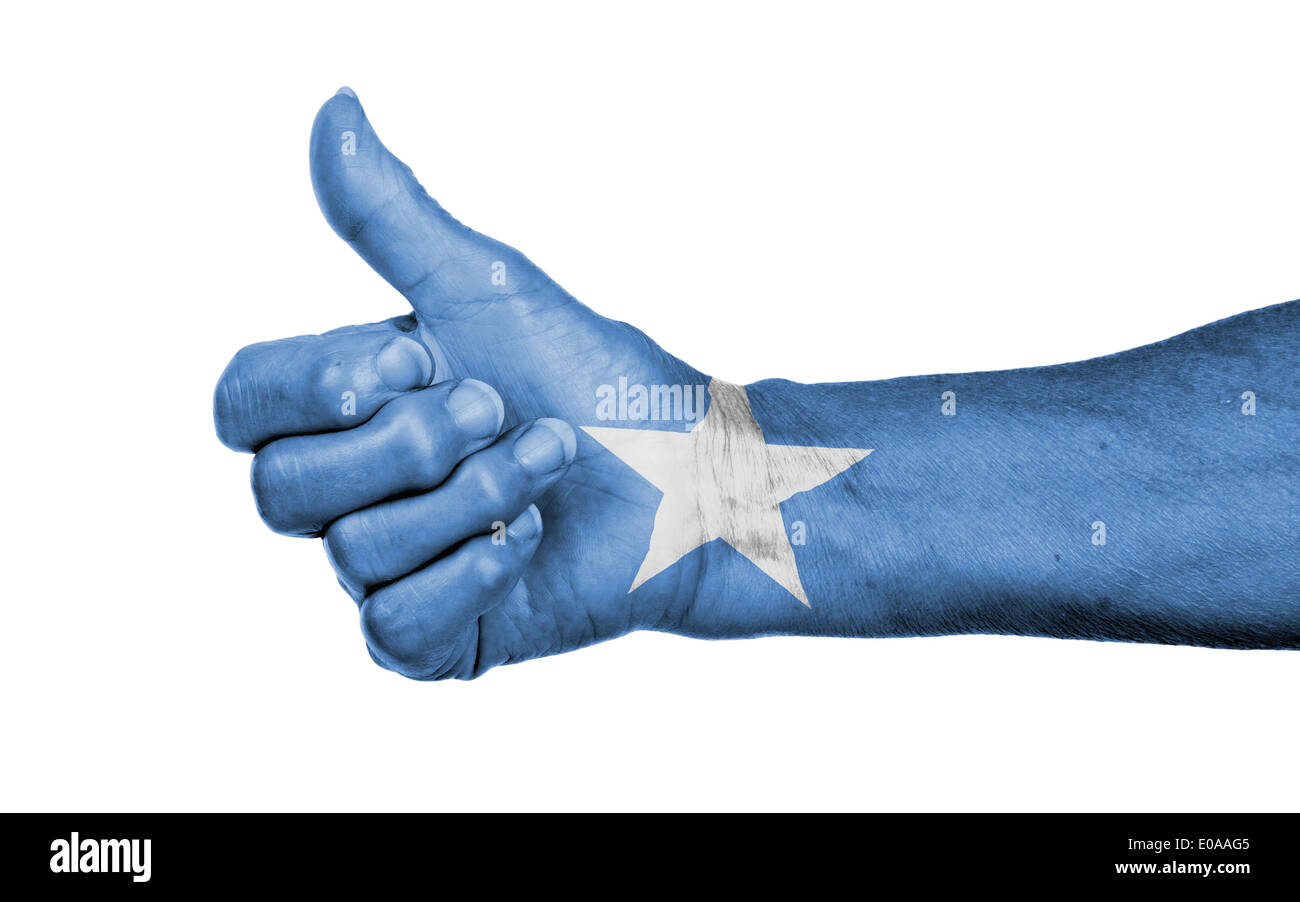 Old woman giving the thumbs up sign isolated flag of Somalia Stock ...