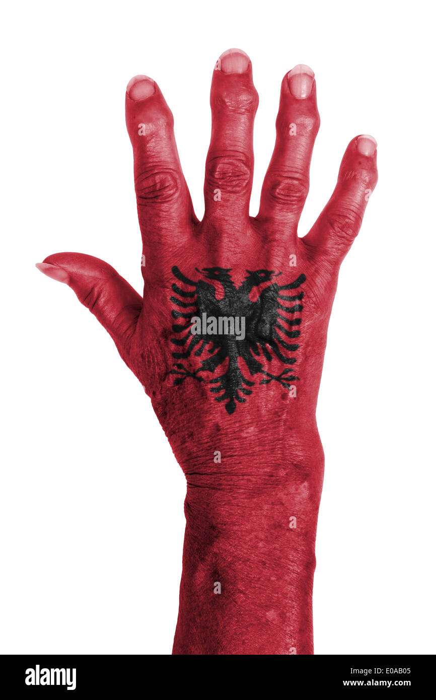 Hand of an old woman with arthritis isolated on white Albania Stock ...