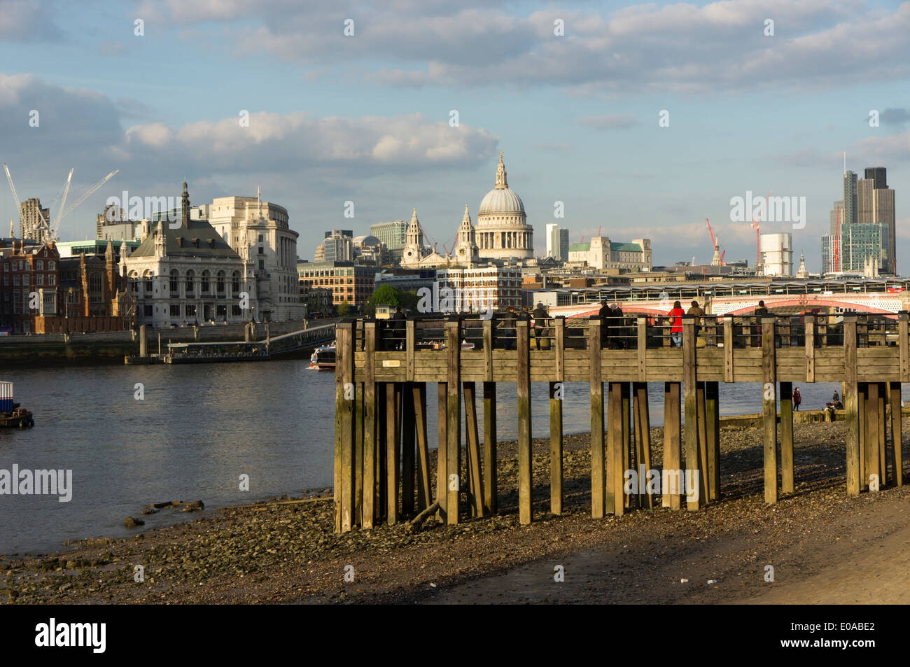 London skyline seen across the River Thames from the South Bank Stock ...