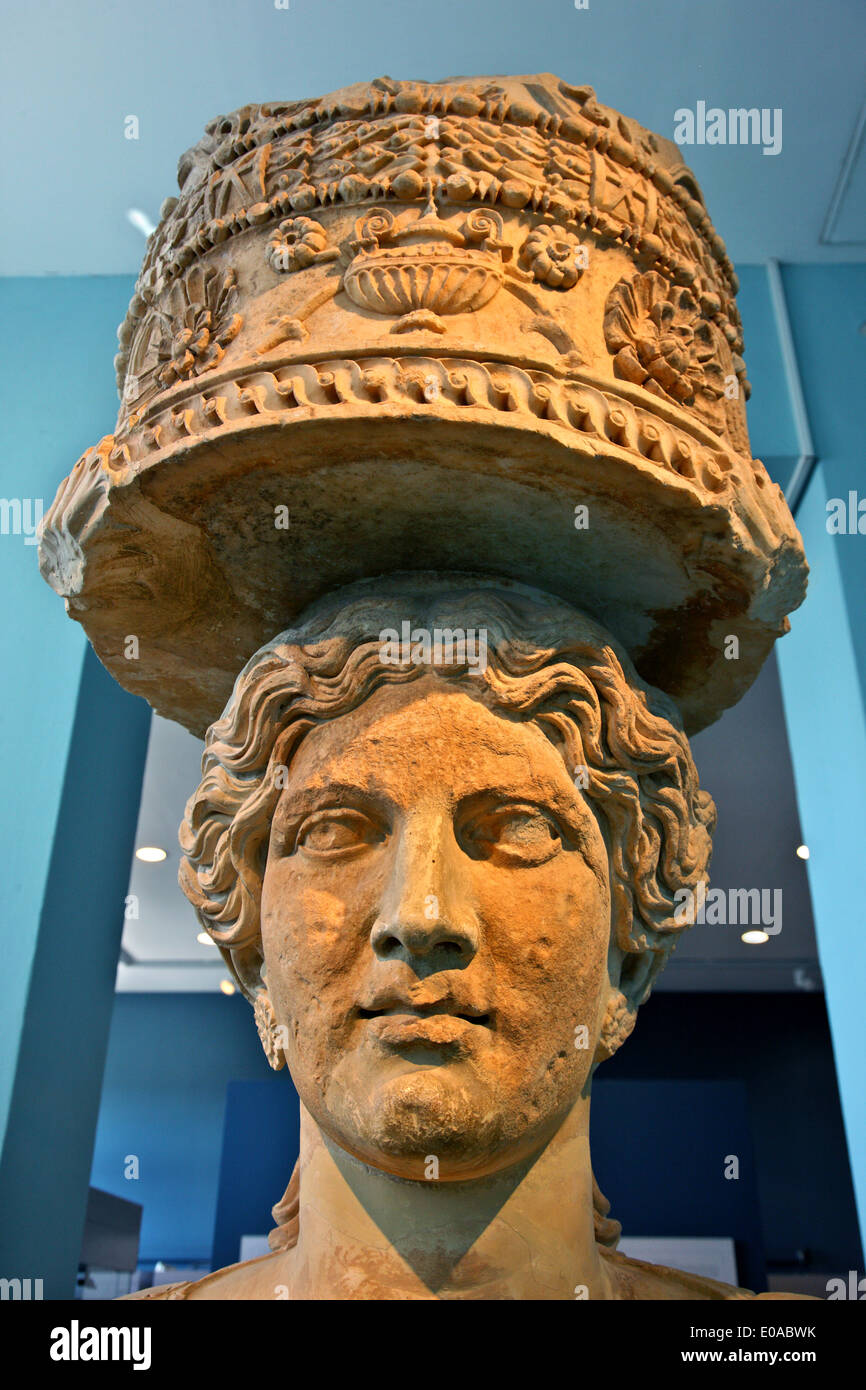 A Caryatid (replica) at the archaeological museum of Elefsis ("Elefsina ...