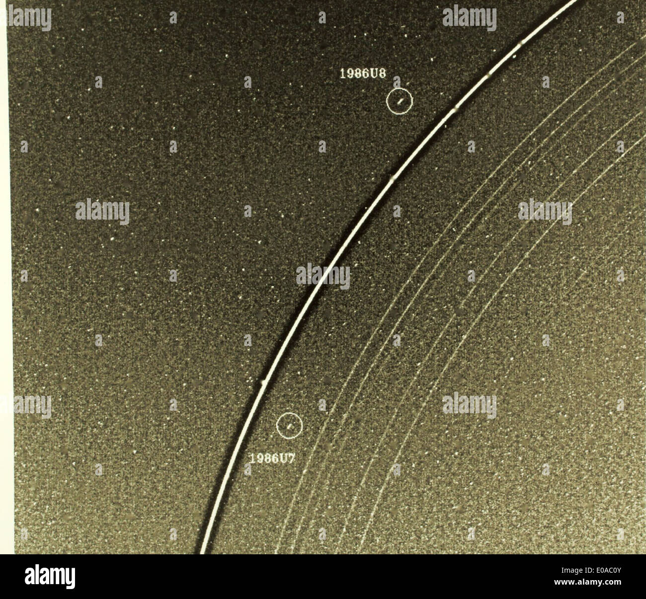 This glossy photo, dated January 24, 1986, presents a NASA image of the ...