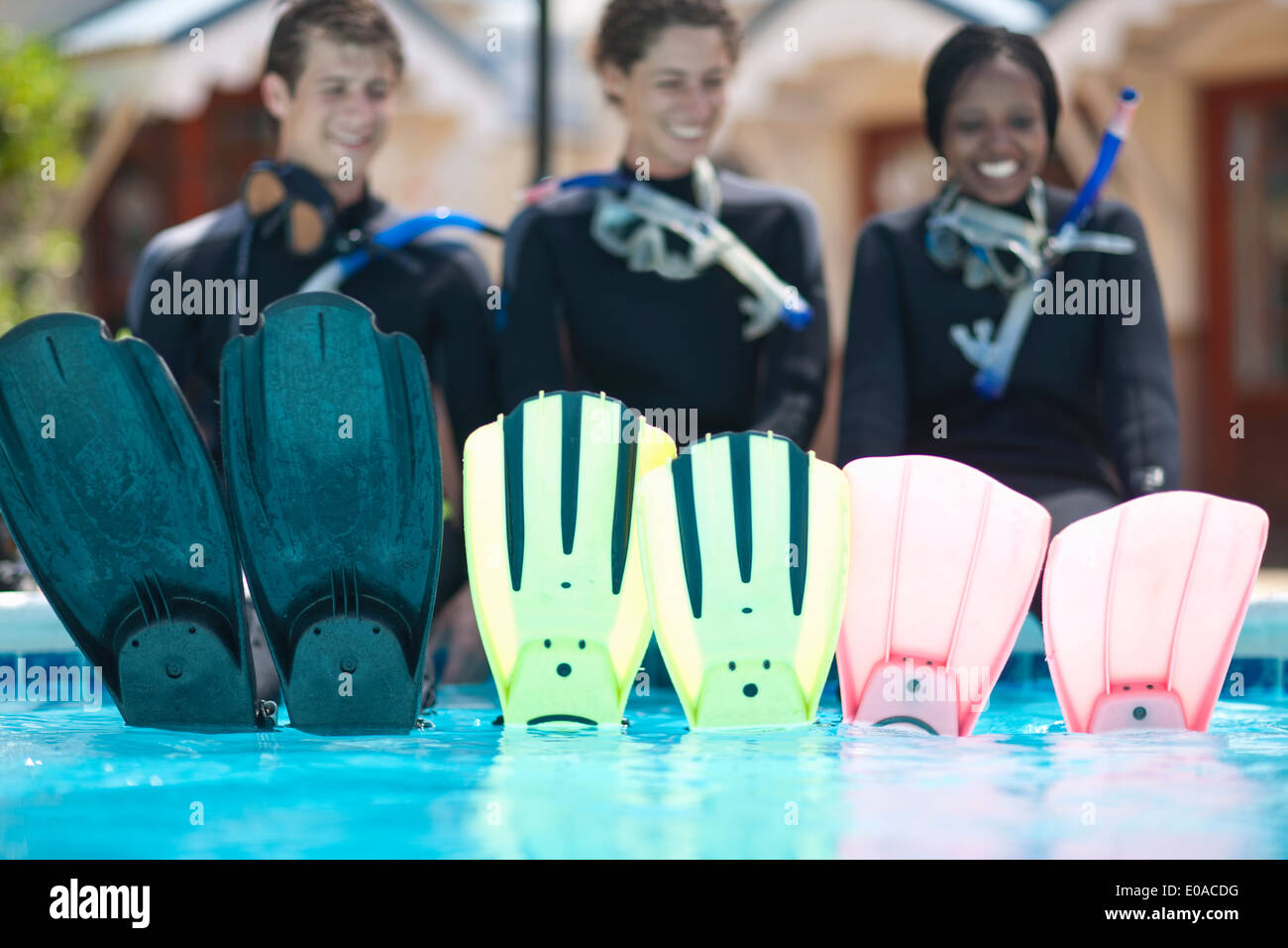 Scuba woman flippers hi-res stock photography and images - Alamy