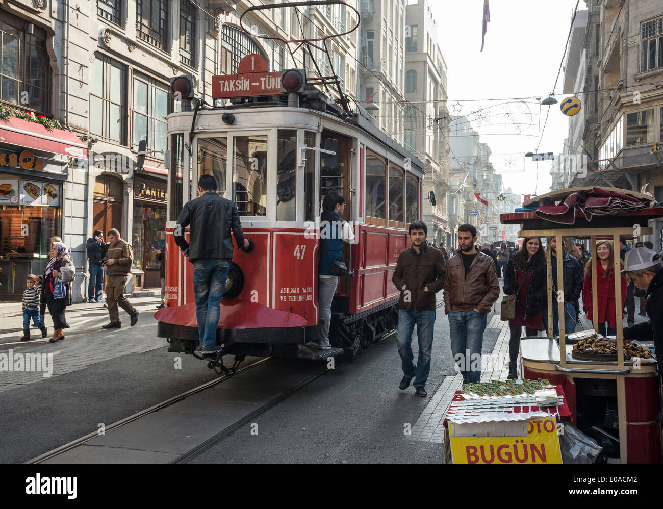 Taksim - Tunel tram in Istiklal Caddesi, Beyoglu, Istanbul, Turkey ...