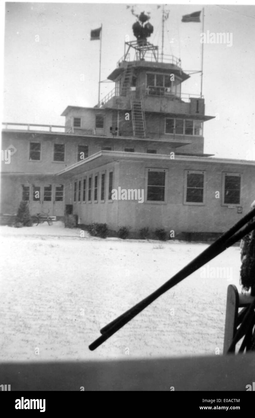 This image shows the control tower of a U.S. Navy base, with Navy ...