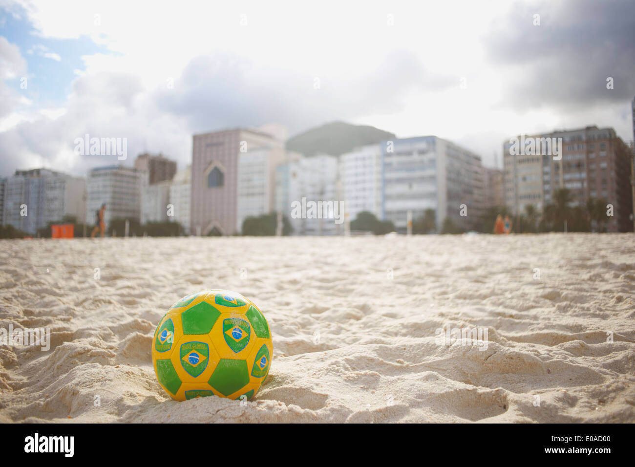 Brazilian soccer ball on Copacabana beach, Rio De Janeiro, Brazil Stock ...
