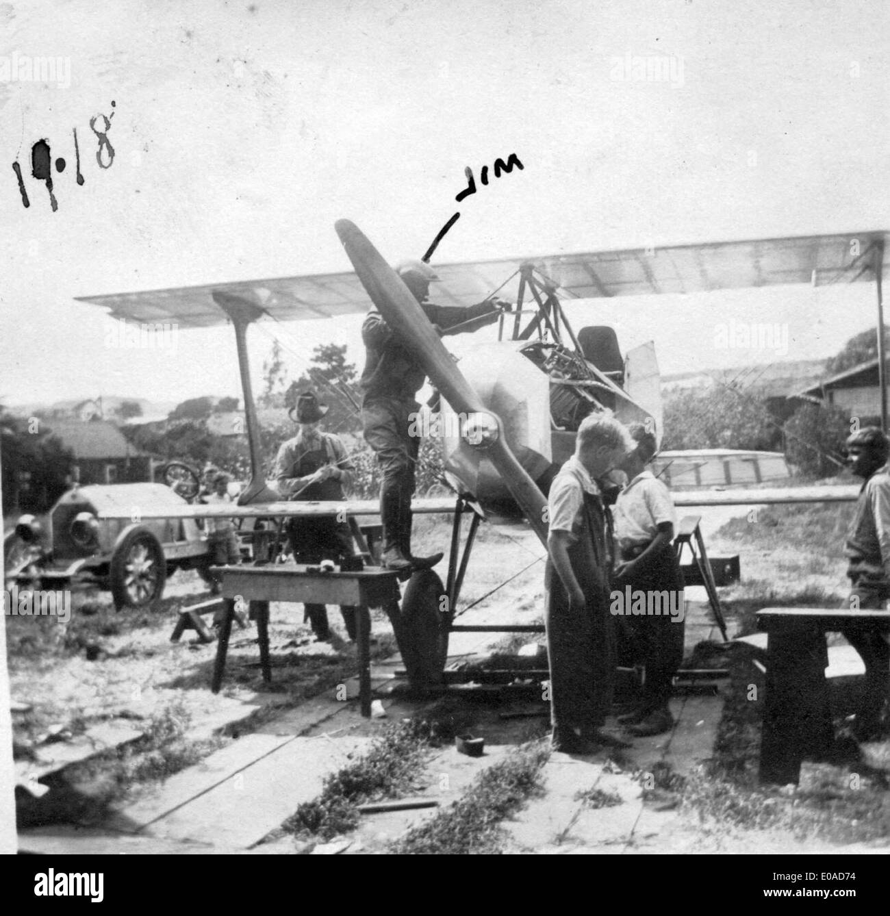 Jim Hester is pictured working on an unidentified aircraft that was ...